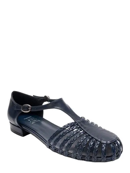 PROLOGUE SHOES Woven T-strap Sandal - Navy