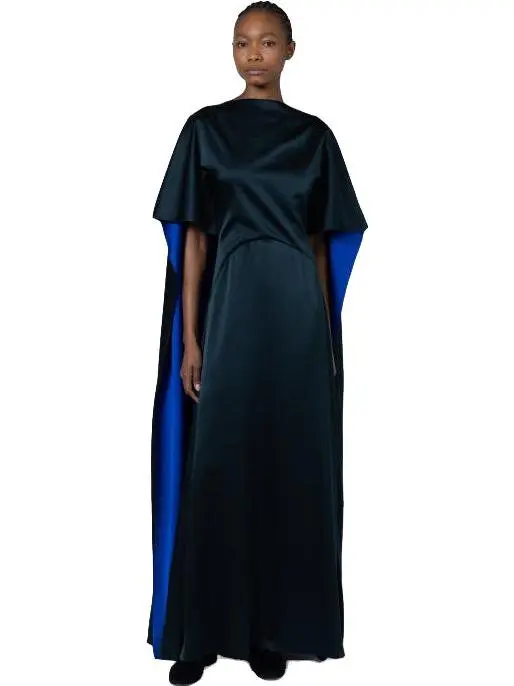 ROKSANDA Seif Silk Caped Maxi Dress - Dark Teal/cobalt