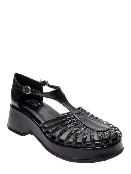 PROLOGUE SHOES Barry Woven Wedge Sandal - Black