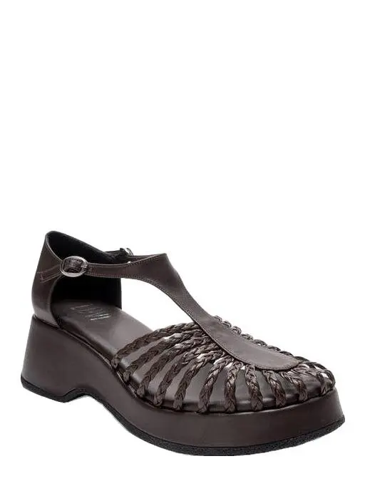 PROLOGUE SHOES Barry Woven Wedge Sandal - Brown