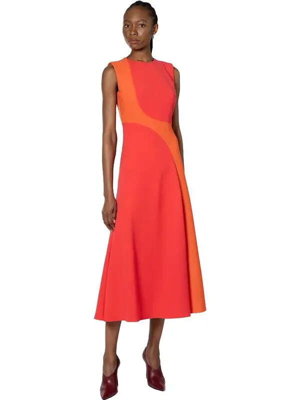 ROKSANDA Aras Sleeveless Midi Dress - Rouge/venetian Red