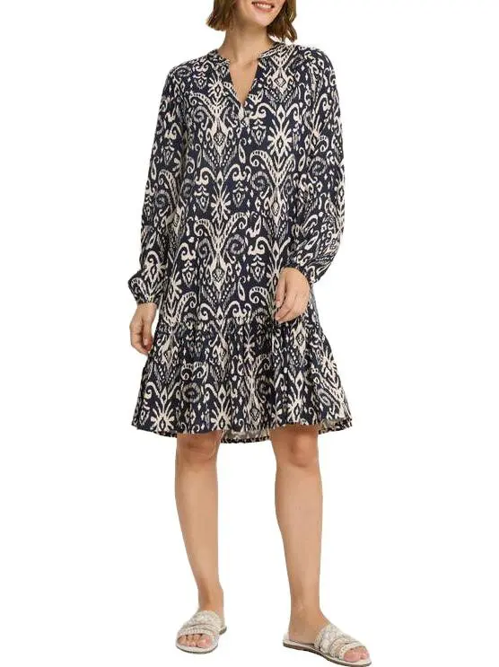 LASCANA Printed Tunic Dress - Navy Beige