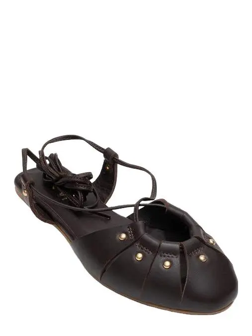 FOREVER & ALWAYS SHOES Daria Leather Lace-up Sandal - Brown
