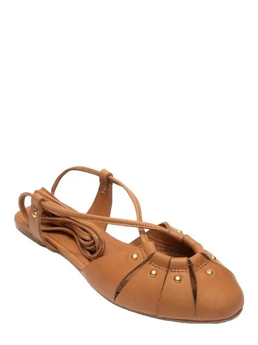 FOREVER & ALWAYS SHOES Daria Leather Lace-up Sandal - Cognac