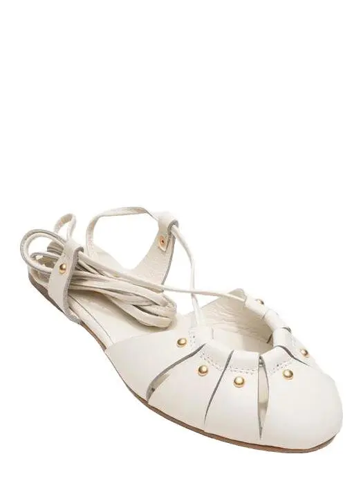 FOREVER & ALWAYS SHOES Daria Leather Lace-up Sandal - Off White