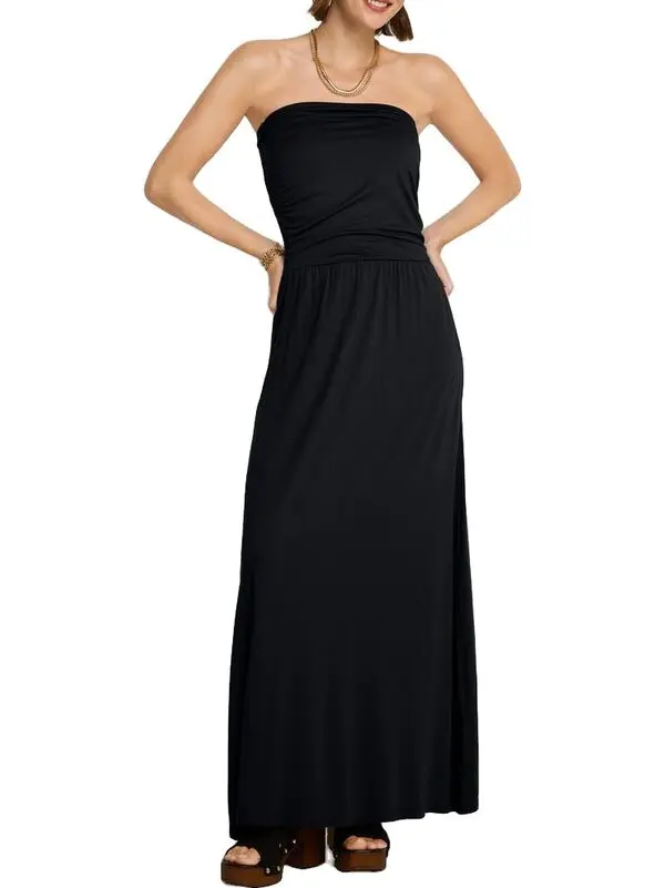LASCANA Strapless Bandeau Maxi Dress - Black