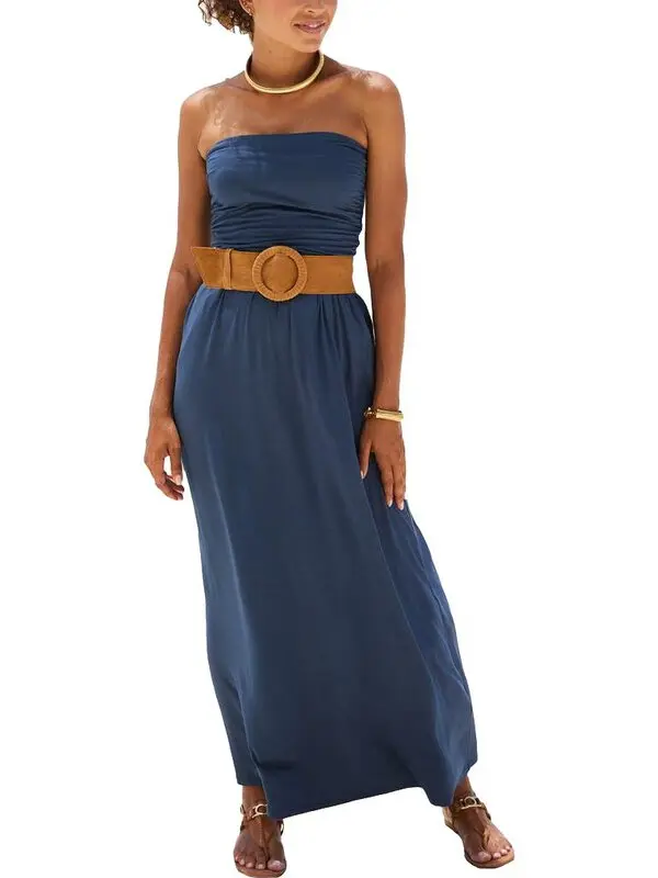 LASCANA Bandeau Maxi Dress - Navy
