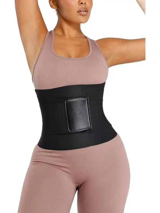 SHAPELLX Airslim Triple Compression Latex Waist Trainer - Black Contrast Pink