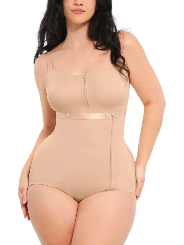 SHAPELLX Airslim Built-in Tummy Control Cincher Brief Bodysuit - Beige
