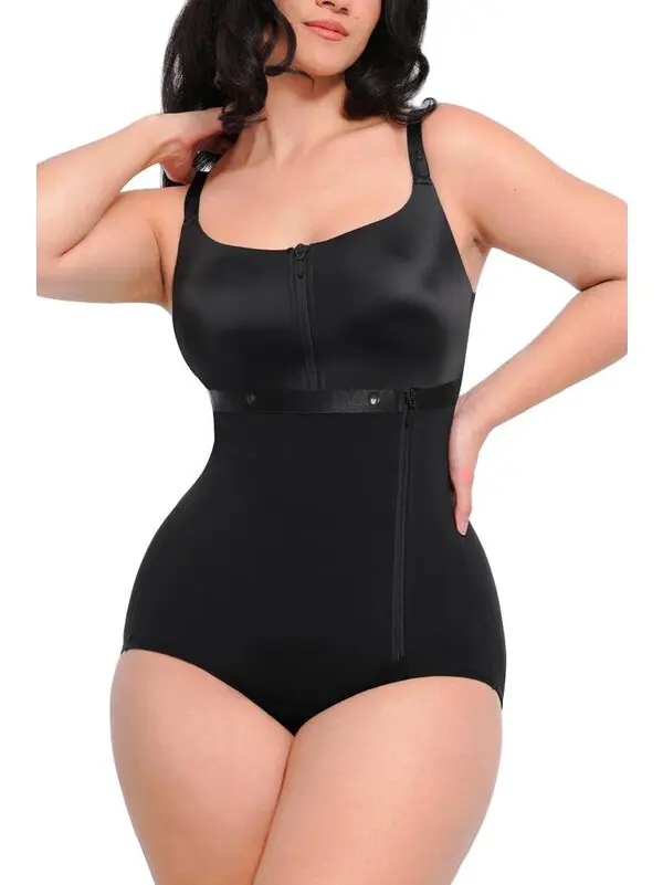 SHAPELLX Airslim Built-in Tummy Control Cincher Brief Bodysuit - Black