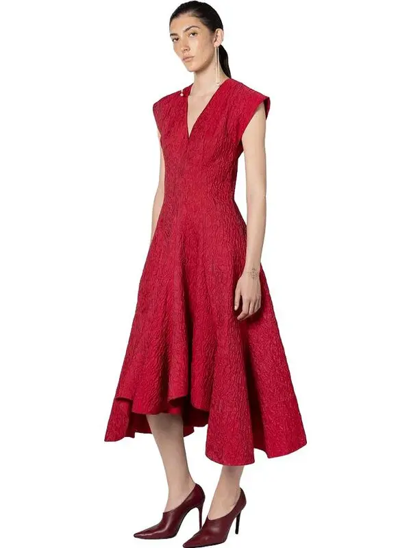 ROKSANDA Sapha Textured Midi Dress - Bennett Red