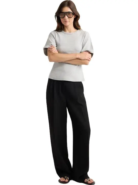 Modern Citizen Reanne Ribbed Sculpted Crew-neck Tee - Heather Grey