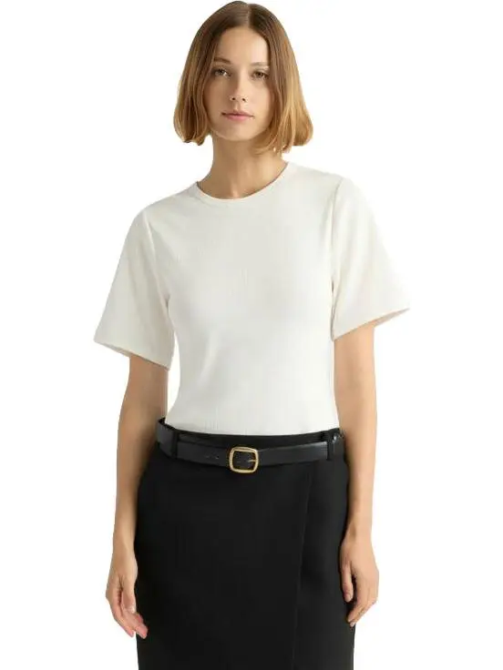 Modern Citizen Reanne Ribbed Sculpted Crew-neck Tee - White