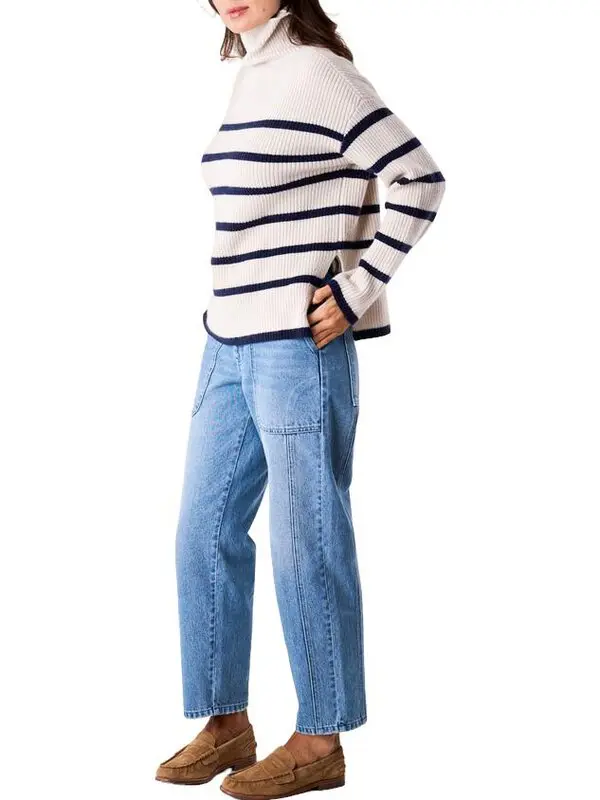 MAREA Striped Merino Wool And Cashmere Sweater - Ivory/navy Stripe