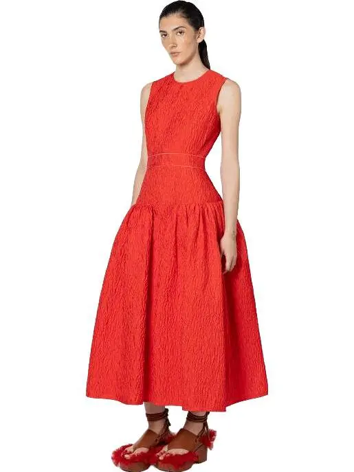 ROKSANDA Aya Cloque Midi Dress - Rouge