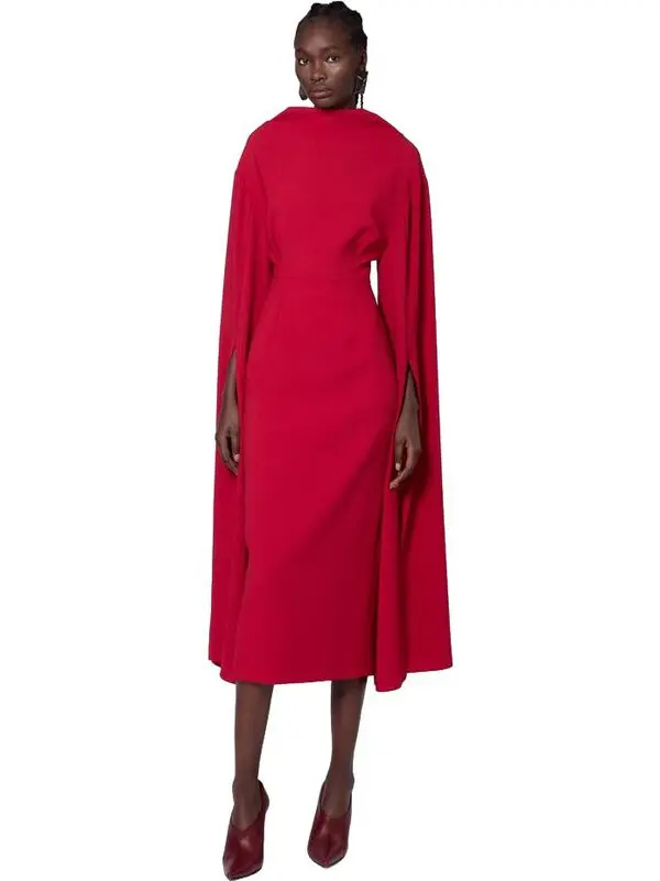 ROKSANDA Nour Crepe Caped Midi Dress - Amaranthus