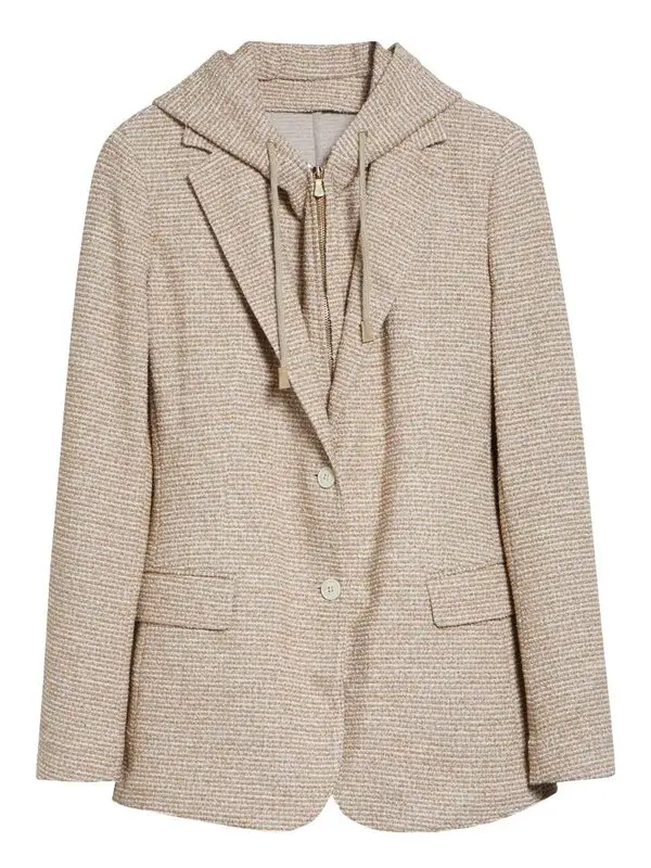 Eleventy Knit Blazer With Hooded Bib - Taupe Cognac