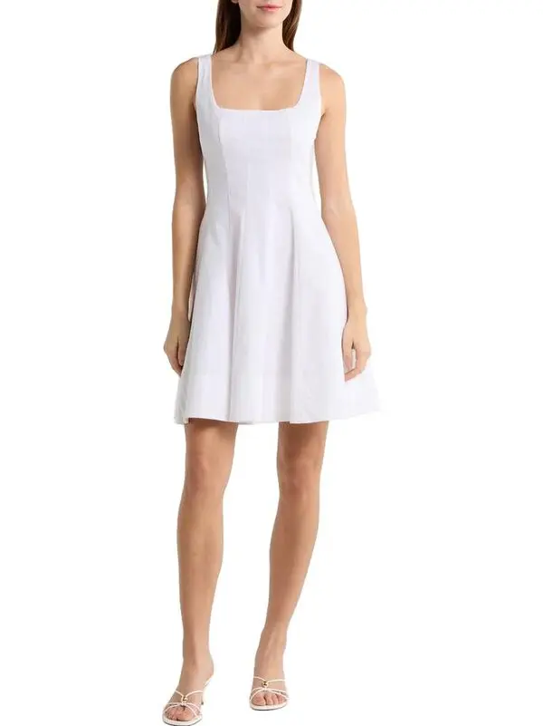 Staud Wells Stretch Cotton Minidress - White