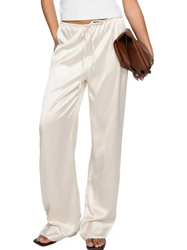 Princess Polly Soul Star Satin Wide Leg Pants - Champagne