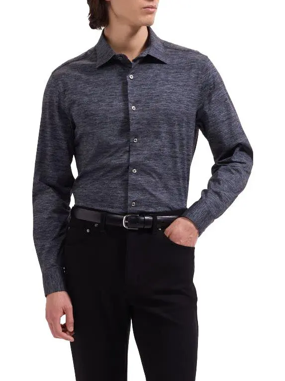 Bugatchi James Ooohcotton® Space Dye Button-up Shirt - Black