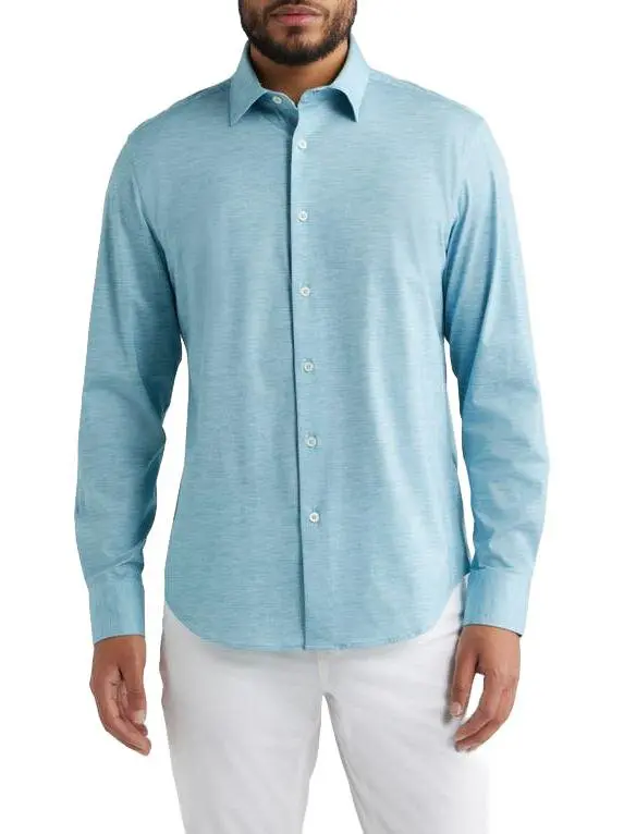 Bugatchi James Ooohcotton® Space Dye Button-up Shirt - Teal