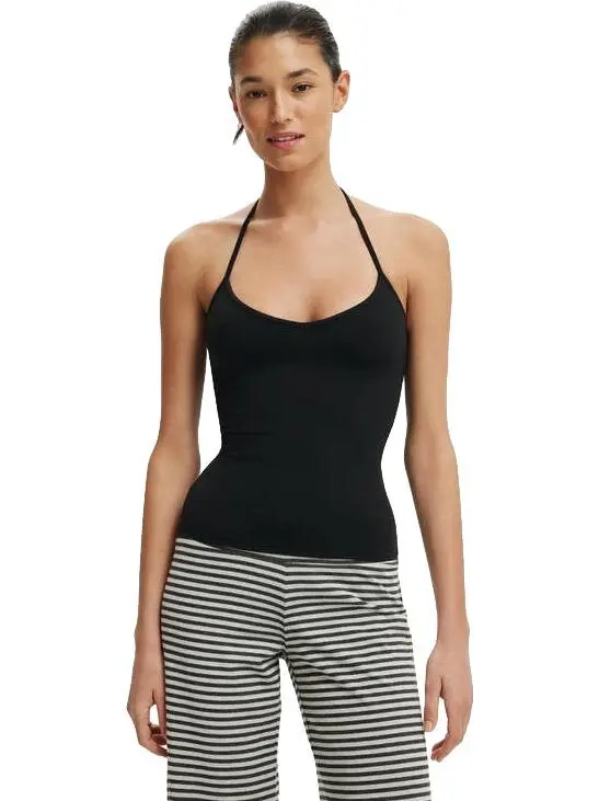 COTTON ON Hold Me Tie Halter - Black