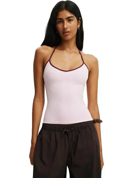 COTTON ON Hold Me Tie Halter - Light Pink Sour Cherry Bind
