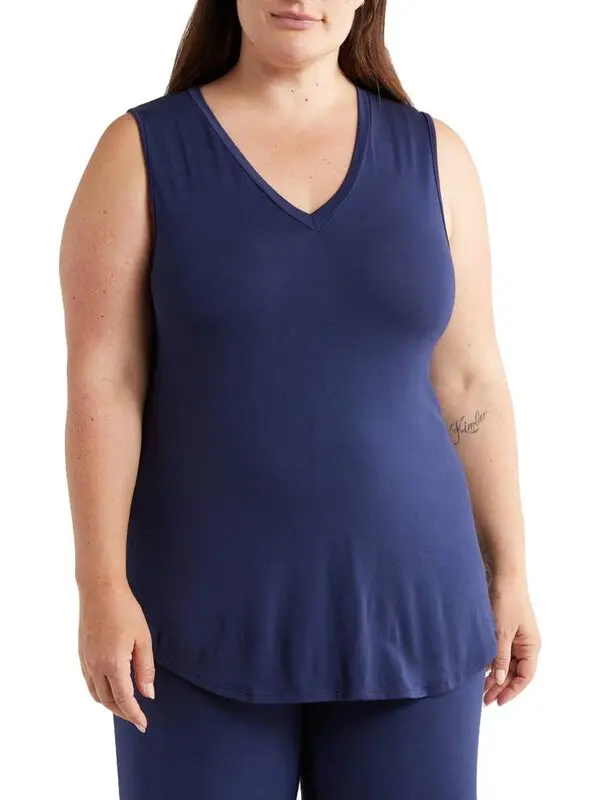 24SEVEN COMFORT APPAREL V-neck Jersey Tank - Navy