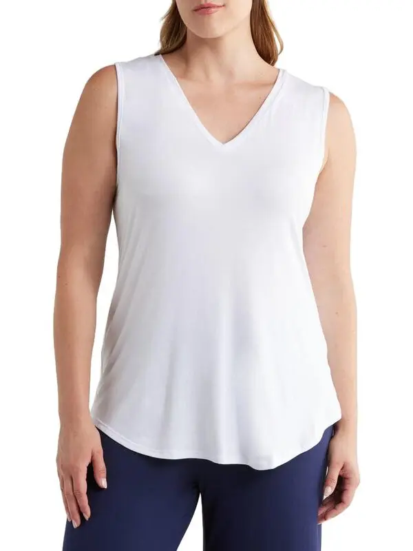 24SEVEN COMFORT APPAREL V-neck Jersey Tank - White