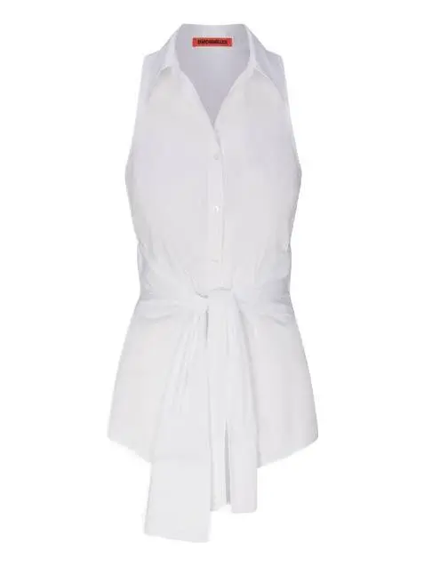 SIMONMILLER Sleeveless Poplin Shirt With Waist Ties - Macadamia