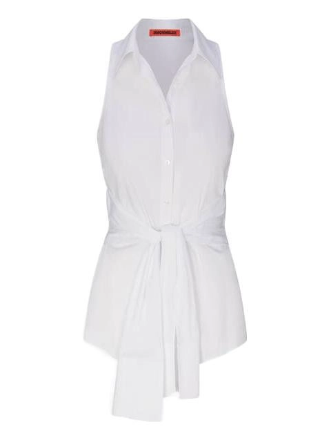 SIMONMILLER Sleeveless Poplin Shirt With Shirttail Hem - Macadamia