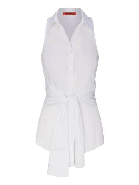SIMONMILLER Sleeveless Poplin Shirt With Shirttail Hem - Macadamia