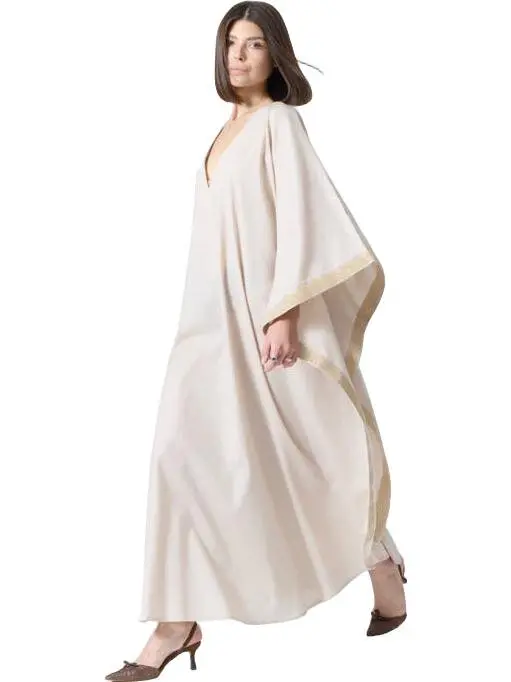 LE FAFO Luna Linen Maxi Kaftan Gown - Beige