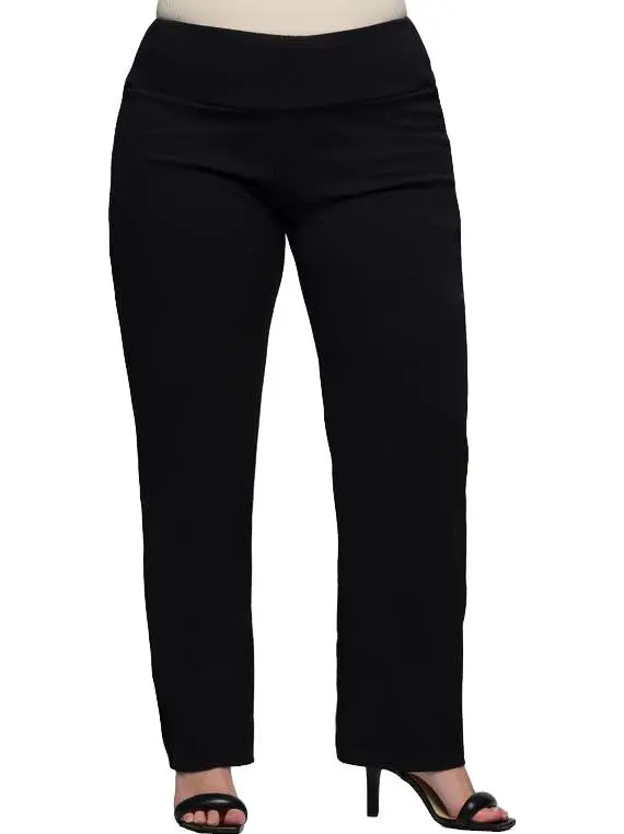 24SEVEN COMFORT APPAREL High Waist Straight Leg Stretch Pants - Black