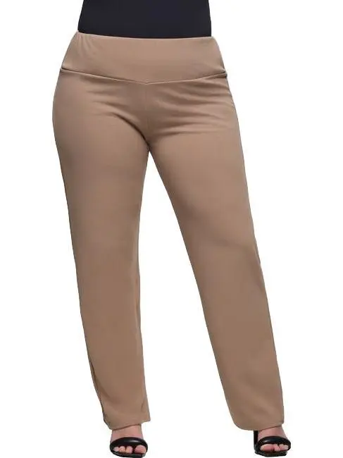 24SEVEN COMFORT APPAREL Stretch High-waist Dress Pants - Mocha