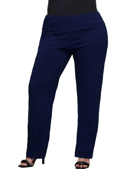24SEVEN COMFORT APPAREL Stretch High-waist Dress Pants - Navy