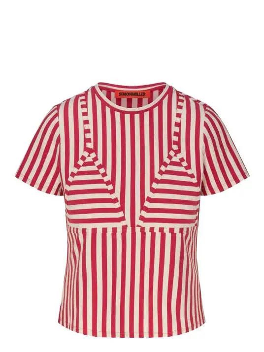 SIMONMILLER Kini Striped Cotton T-shirt - Venetian Red Stripe
