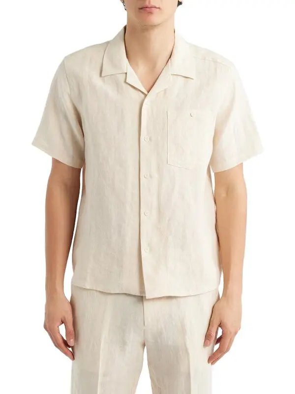 PERCIVAL Cuban Linen Camp Shirt - Cream