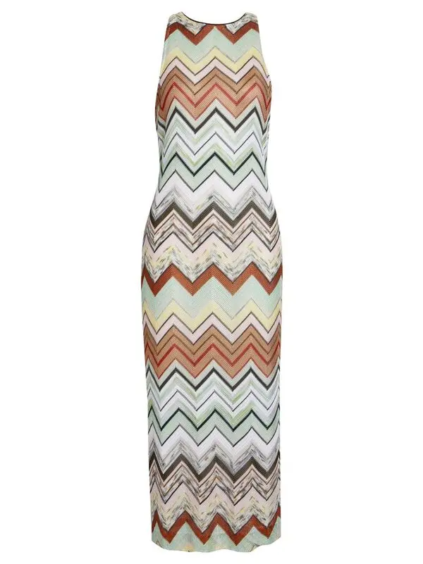 Missoni Zigzag Knit Midi Dress - Beige Orange