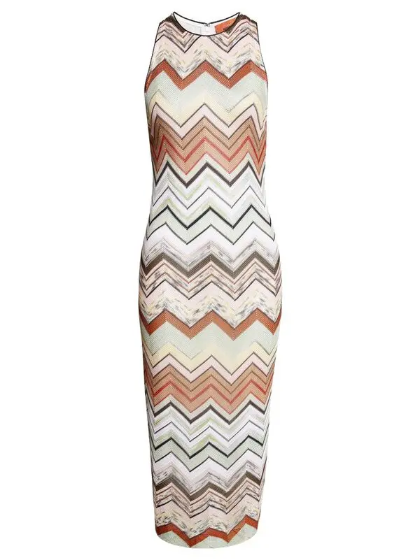 Missoni Zigzag Knit Midi Dress - Beige Orange
