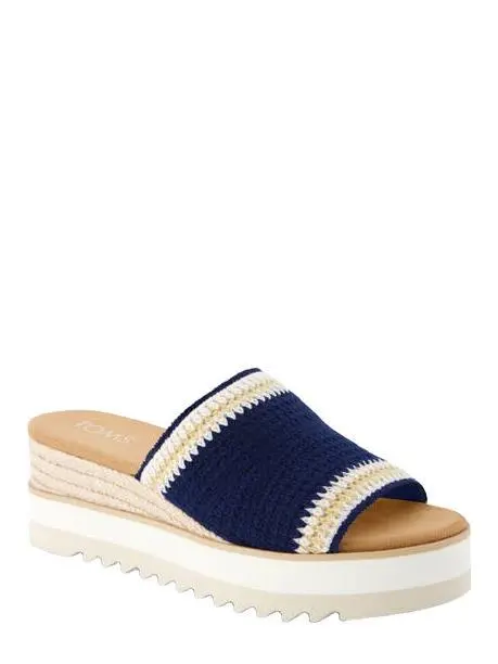 Toms Platform Slide Sandal - Navy Crochet