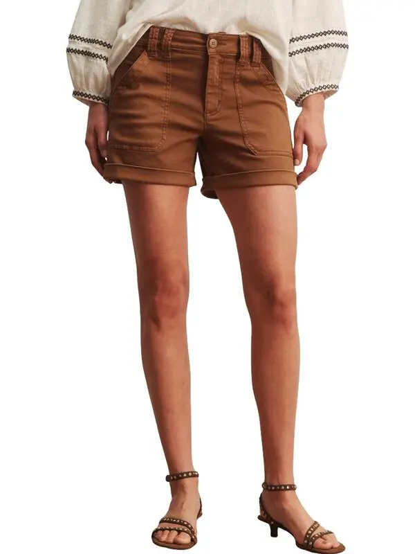 Sanctuary Cuffed Denim Shorts - Toasted Coconut Brown