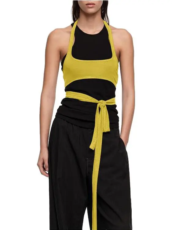 Bimba Y Lola Fitted Top With Wrap-around Overlay - Black