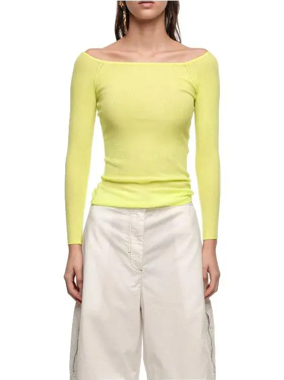 Bimba Y Lola Ribbed Strapless Sweater - Lime