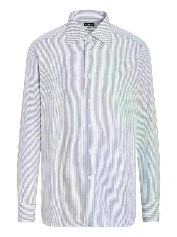 Zegna Striped-pattern Cotton Shirt - Blue