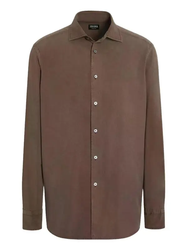 Zegna Mulberry Silk Shirt - Brown