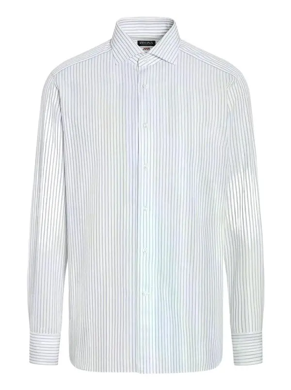 Zegna Striped Cotton Shirt - White
