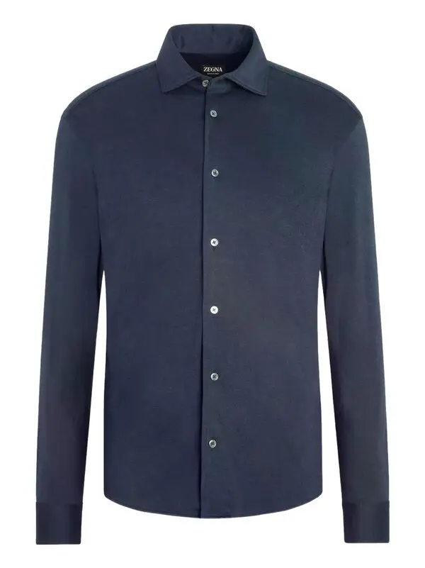 Zegna Long-sleeve Point-collar Shirt - Blue