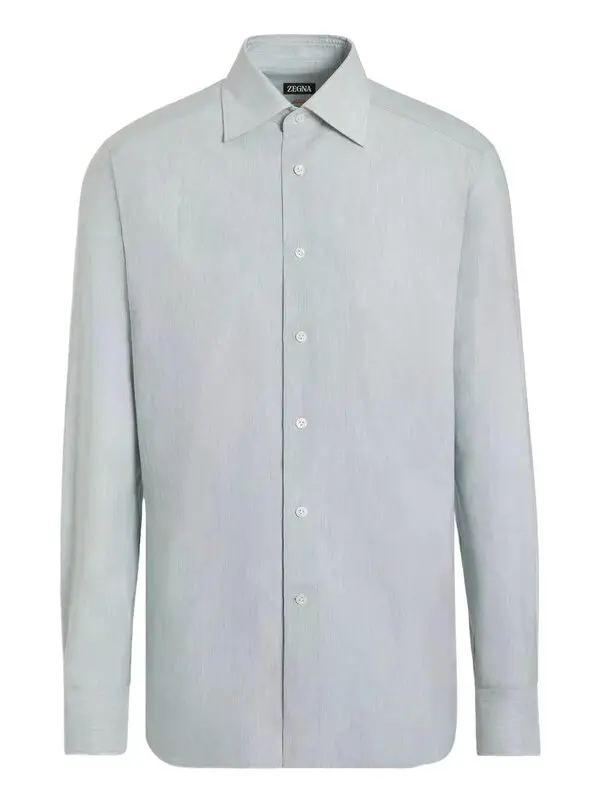 Zegna Point-collar Long-sleeves Shirt - Blue
