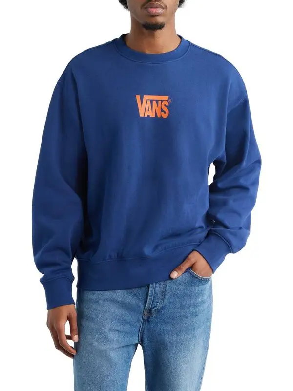 VANS Logo Crewneck Sweatshirt - Deep Indigo-flame
